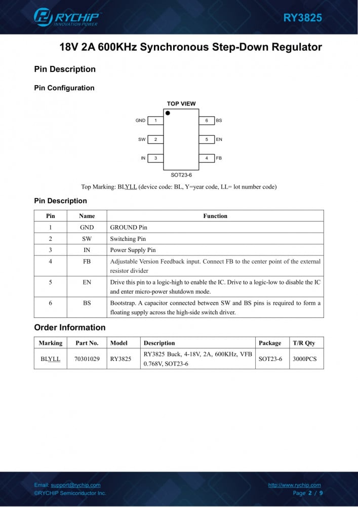 RY3825 datasheet page 2