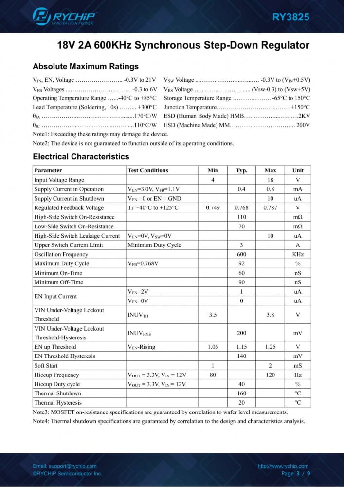 RY3825 datasheet page 3
