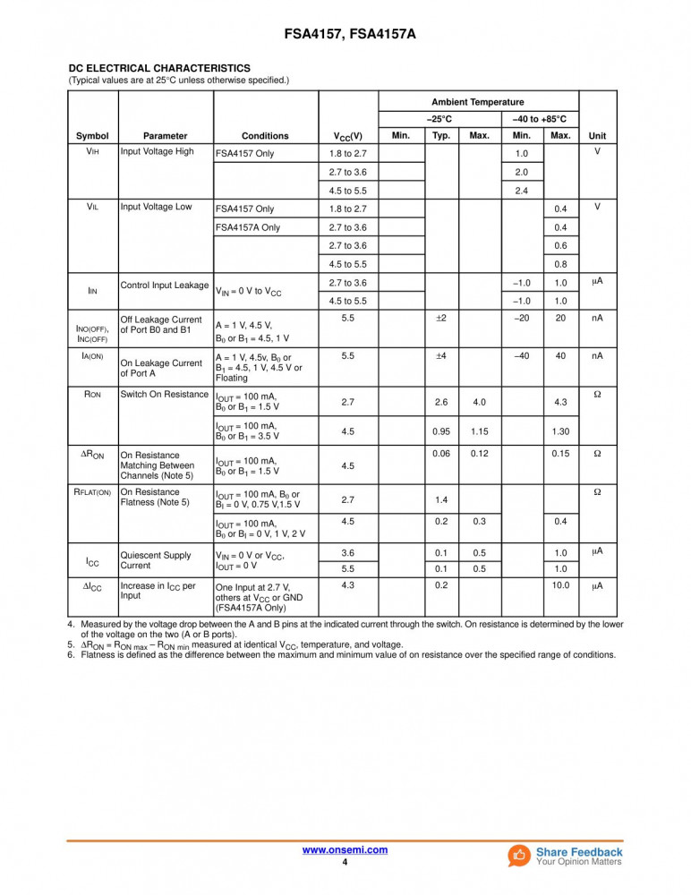 FSA4157 datasheet page 4