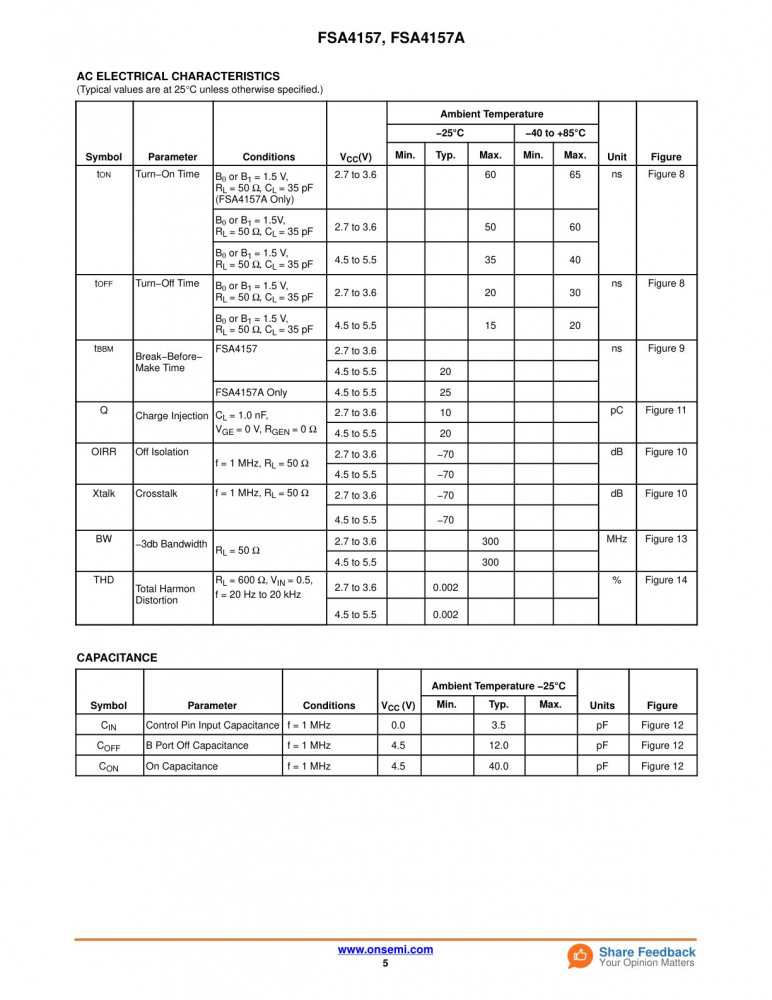 FSA4157 datasheet page 5