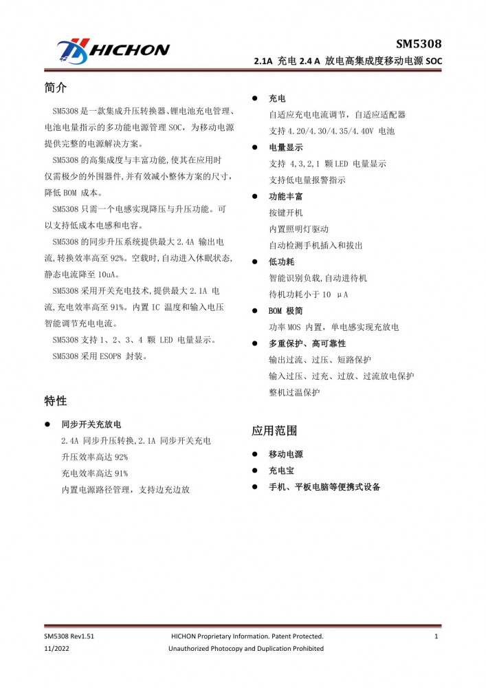 SM5308 datasheet page 1