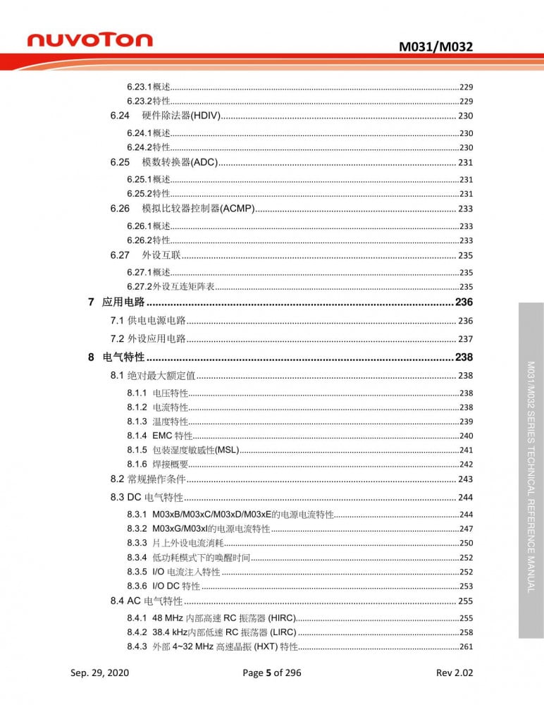 NUVOTON M031/M032 technical manual page 5