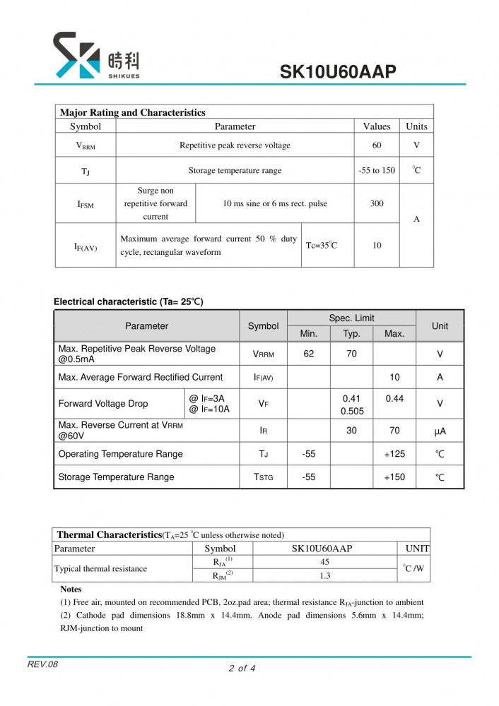 SK10U60AAP datasheet page 2