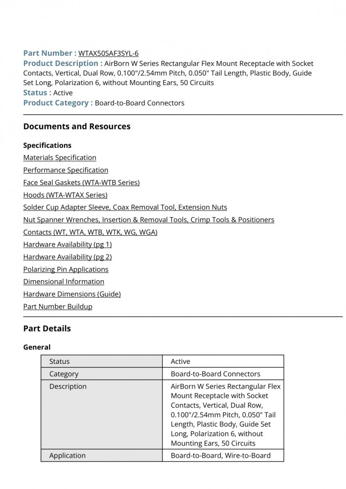 WTAX50SAF3SYL-6 technical document page 1