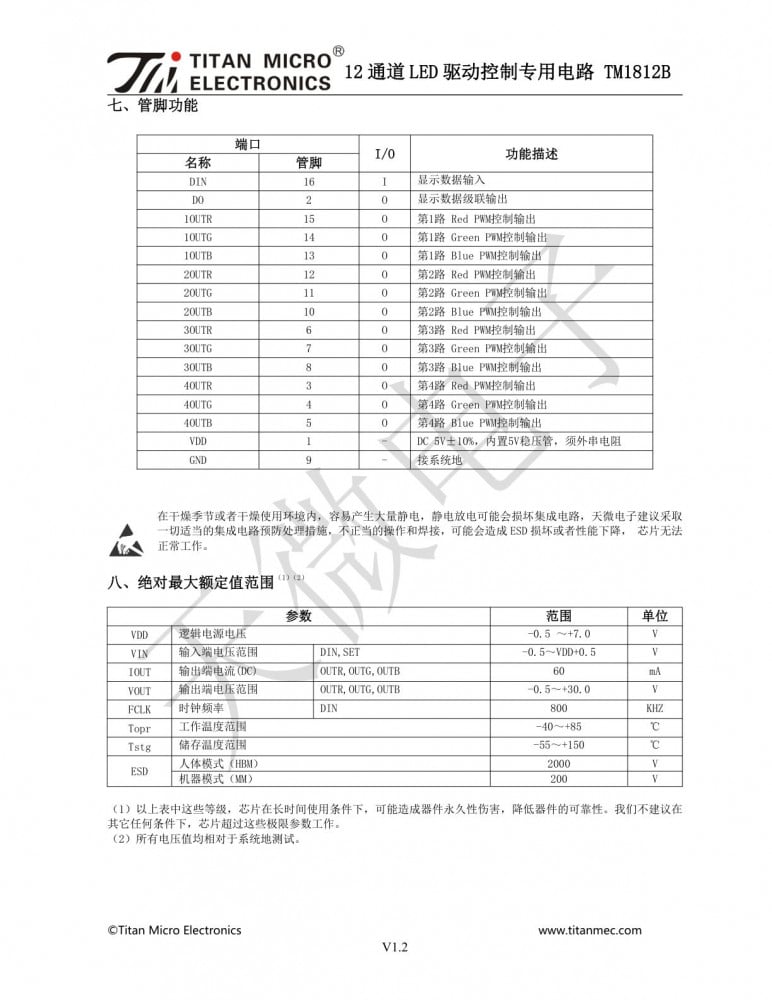 TM1812B datasheet page 3