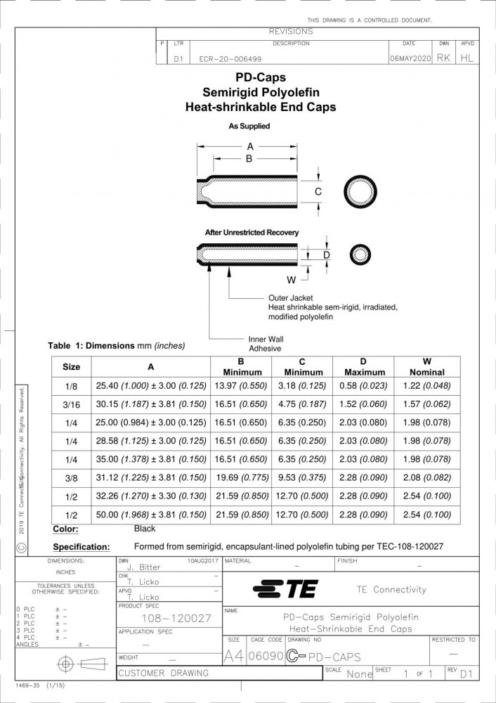 TE Connectivity PD-Caps product drawing