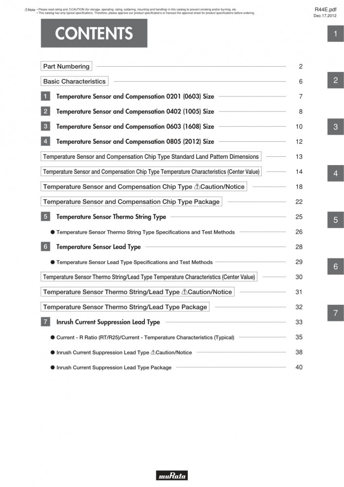 Murata NTC thermistor catalog preview, page 3