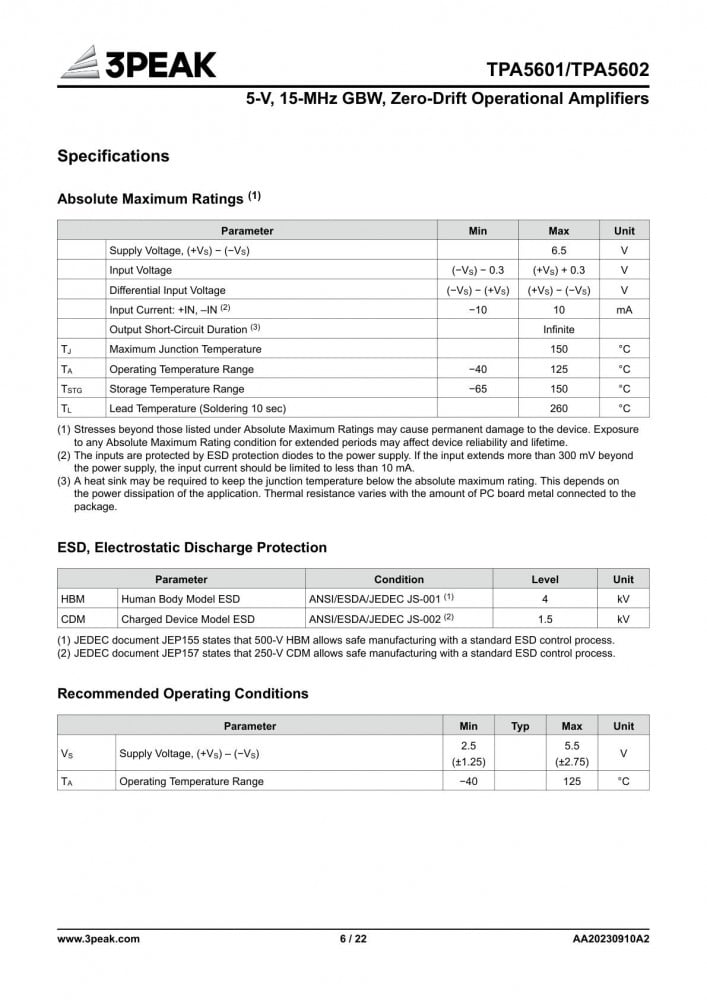 TPA5601 datasheet page 6