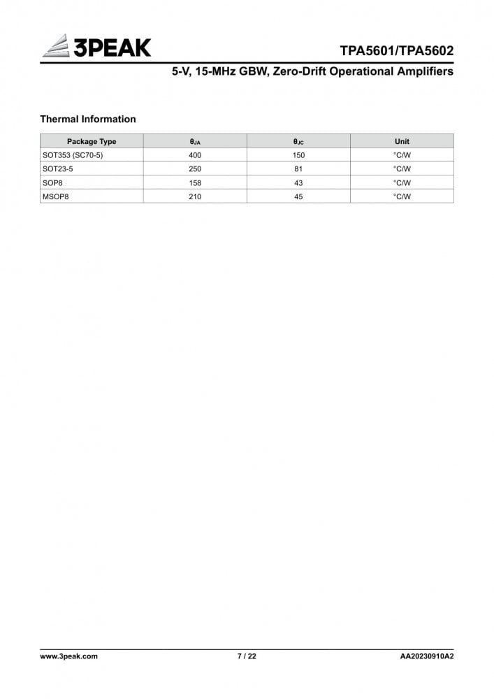 TPA5601 datasheet page 7