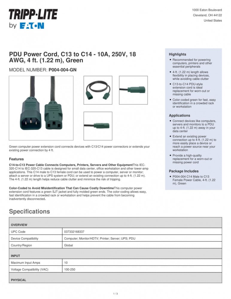 P004-004-GN technical document page 1