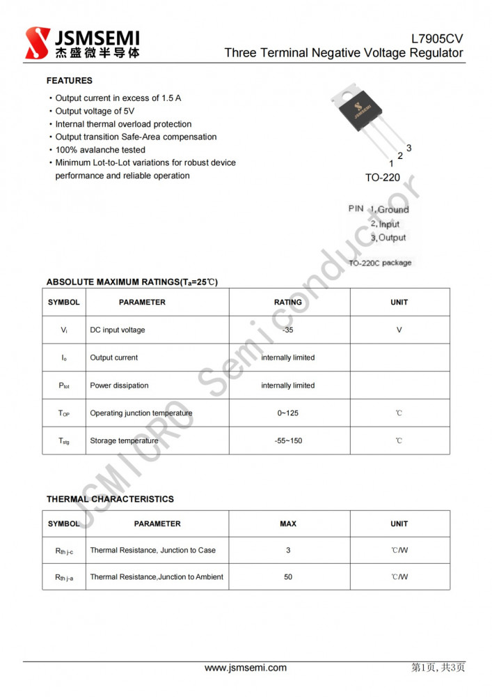L7905CV-JSM datasheet page 1
