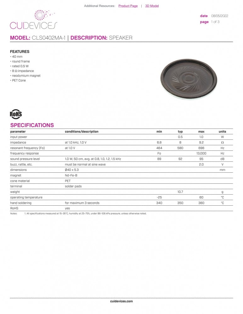 CLS0402MA-1 datasheet page 1