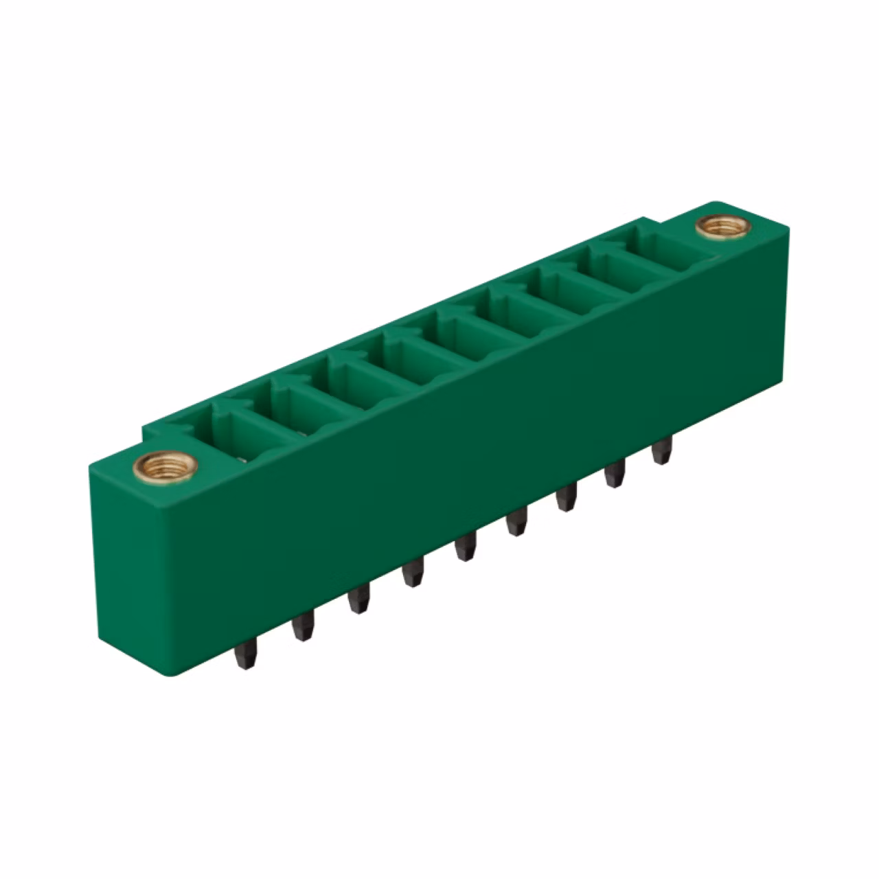 3.81mm Pitch Eurostyle Vertical PCB Header, with Threaded Retention Inserts, Green Housing, 9 Circuits for sale