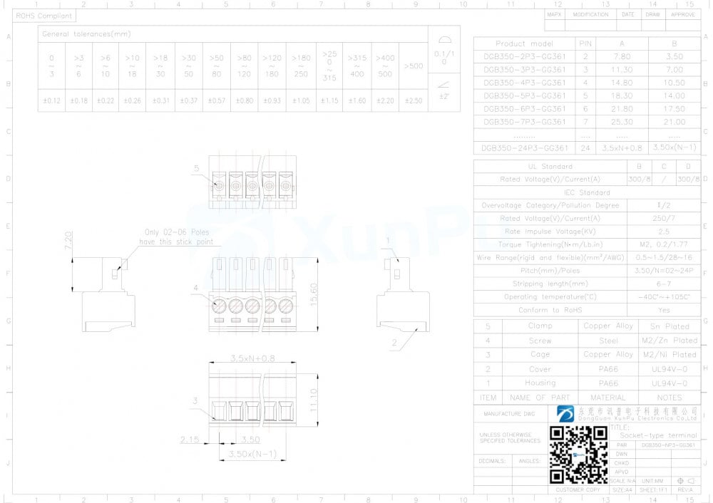 DGB350-4P3-GG361 technical drawing preview