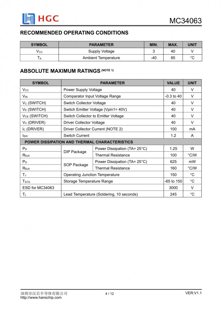 MC34063DRG datasheet page 4