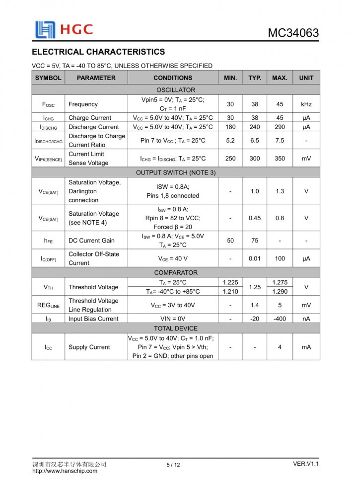 MC34063DRG datasheet page 5
