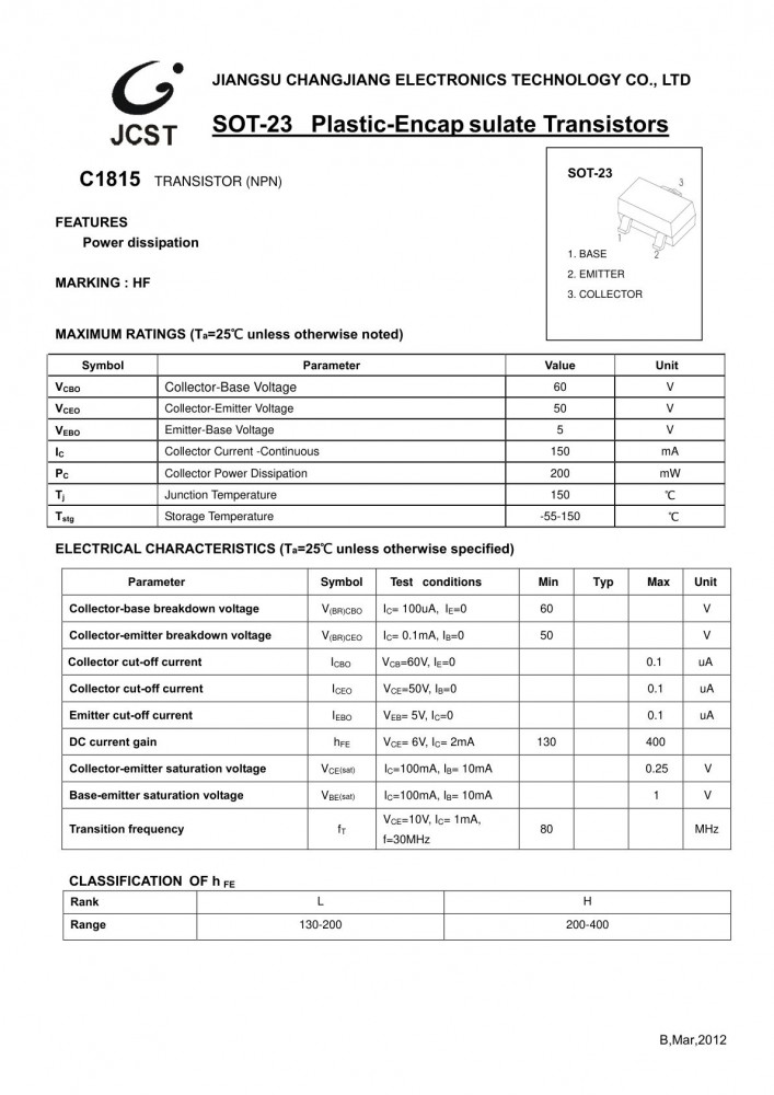 C1815 datasheet page 1