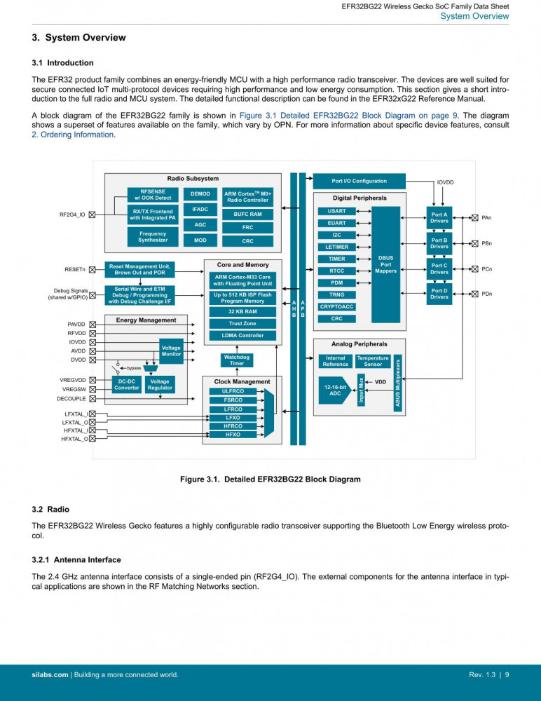 EFR32BG22 data sheet preview, page 9