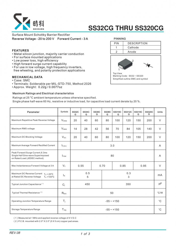 SS310CG datasheet page 1