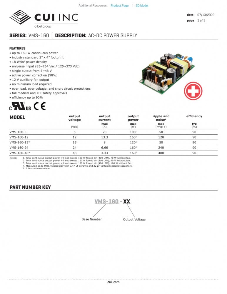 VMS-160 datasheet page 1