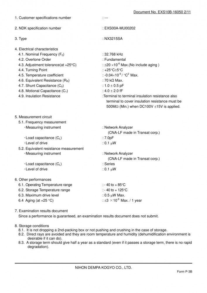 NX3215SA specification page 2