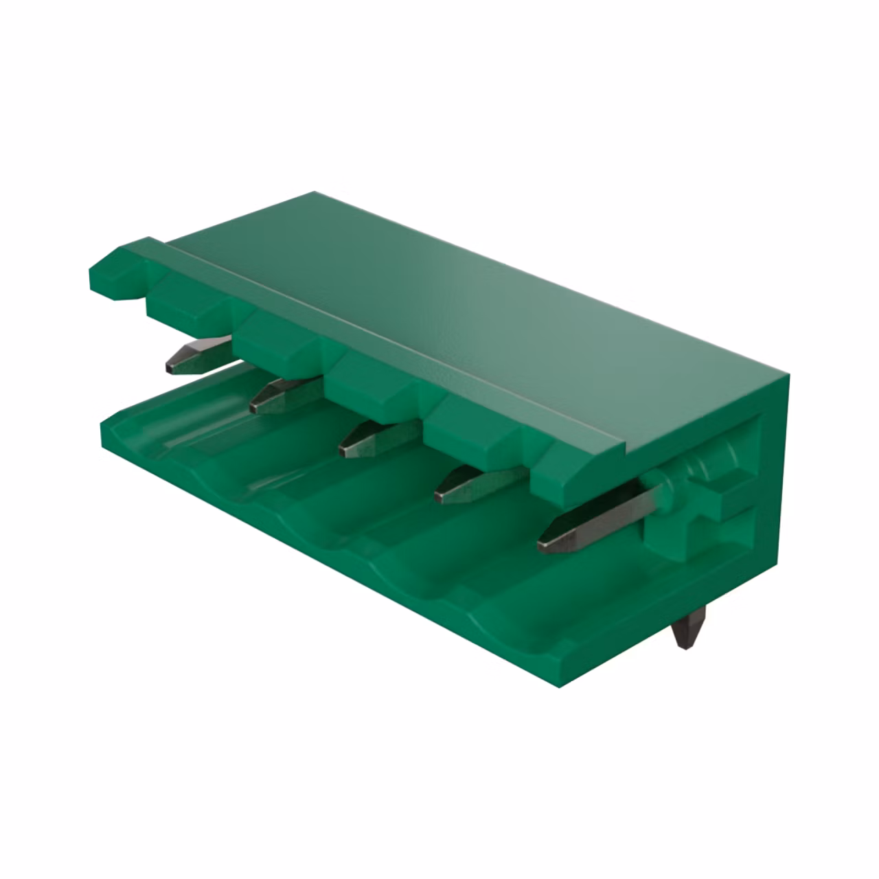 5.08mm Pitch Eurostyle Right-Angle PCB Header, Open Ends, Green Housing, 5 Circuits for sale
