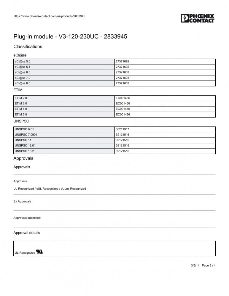 Phoenix Contact 2833945 technical document page 2