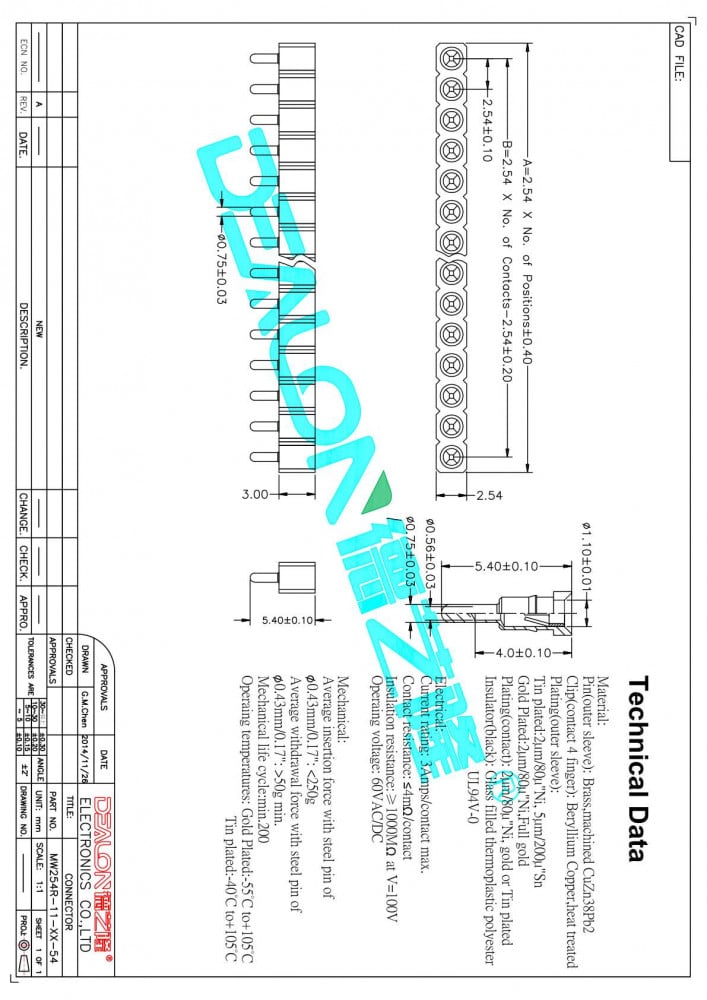 DEALON MW254R-11-10-54 technical drawing