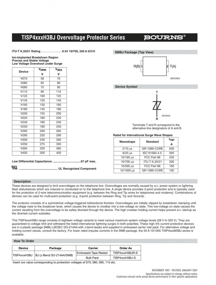 TISP4xxxH3BJ datasheet page 2