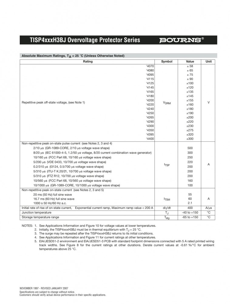 TISP4xxxH3BJ datasheet page 3