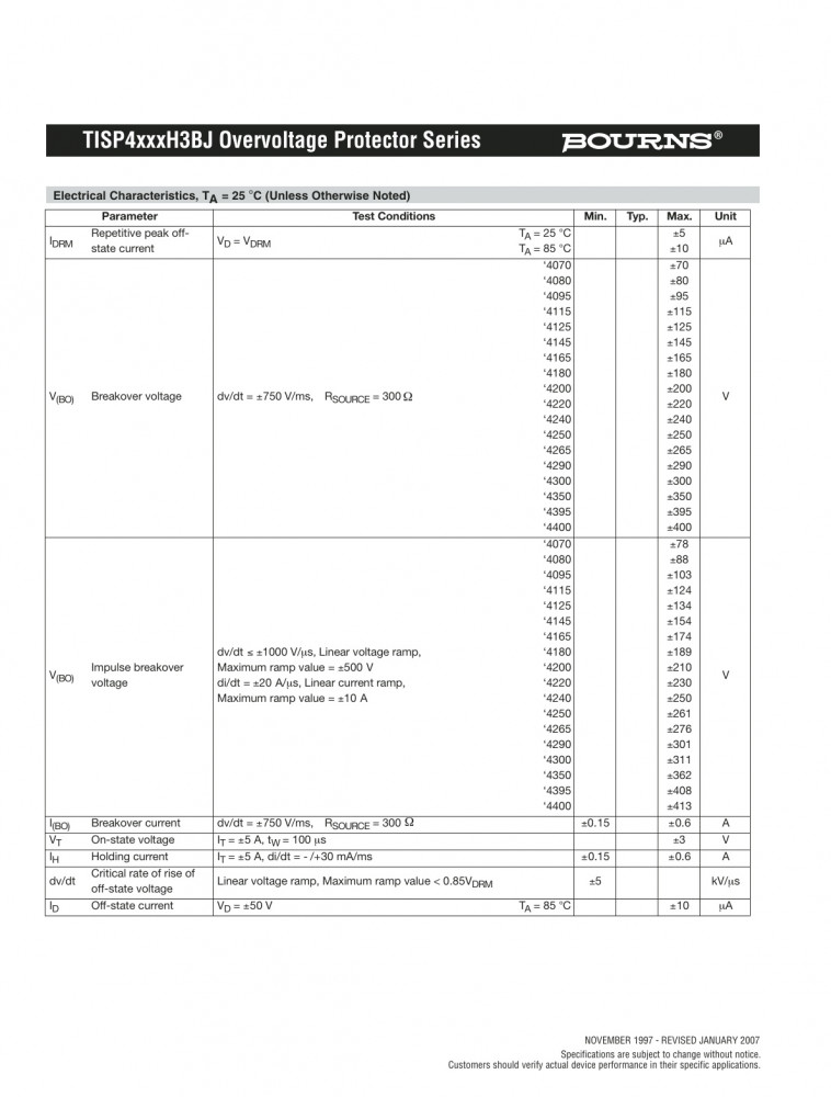 TISP4xxxH3BJ datasheet page 4