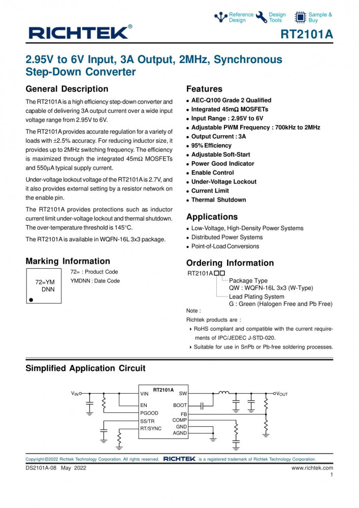 RT2101A datasheet page 1