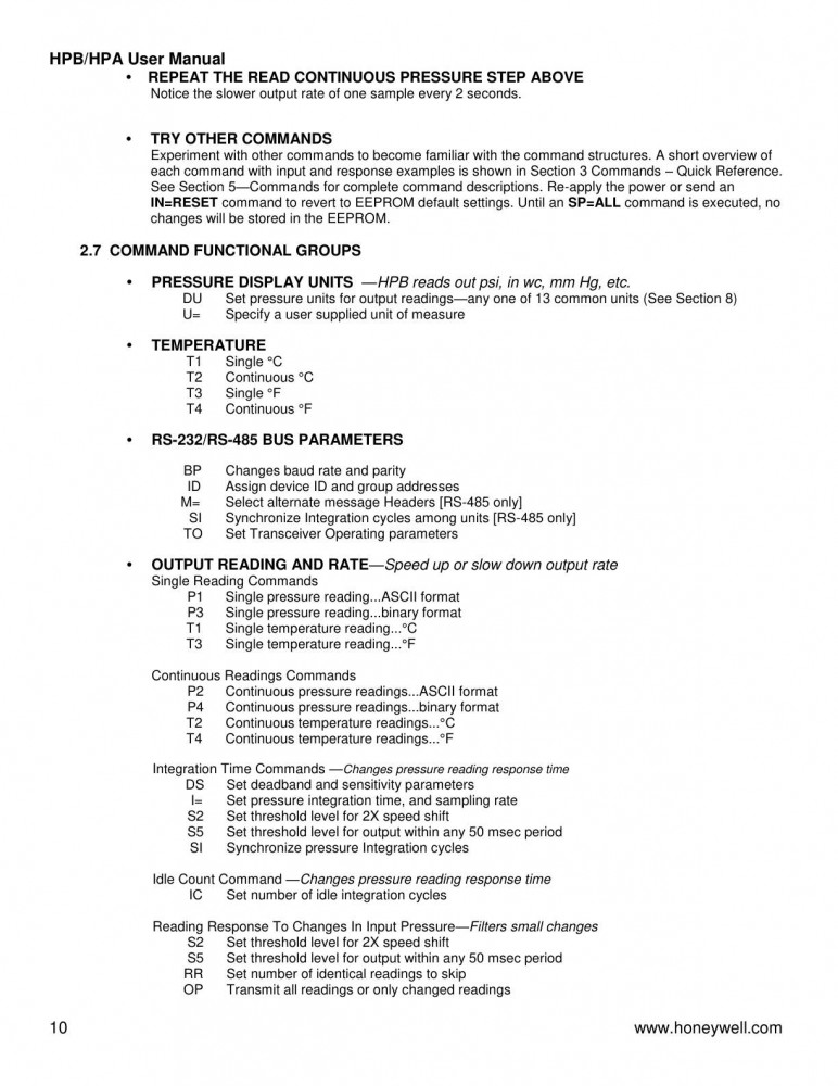 Honeywell HPA100R2DA manual page 10