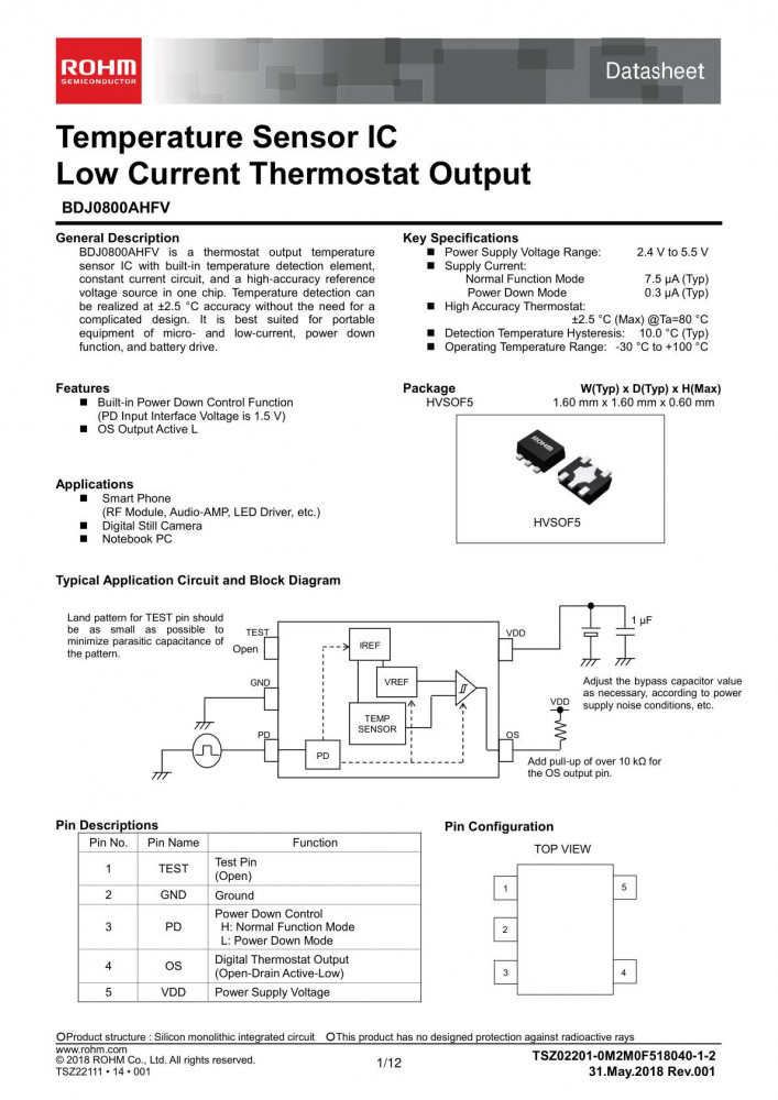 BDJ0800AHFV-TR datasheet page 1