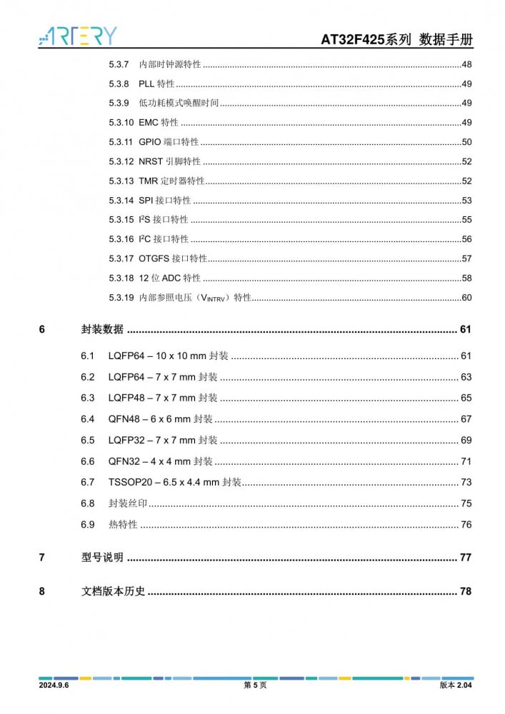 AT32F425 datasheet page 5