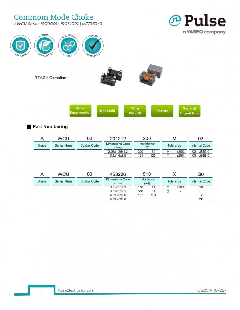 Chilisin AWCU datasheet page 1