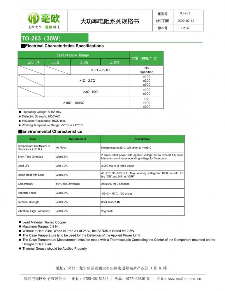 Milliohm TO-263 35 W datasheet page 2