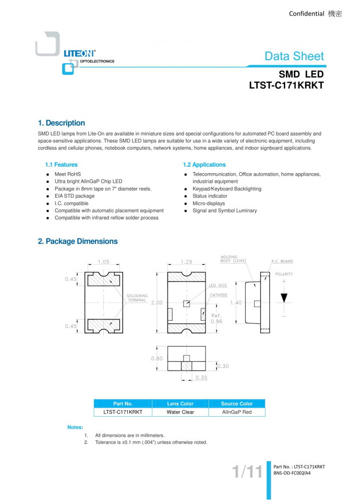 LTST-C171KRKT datasheet page 2
