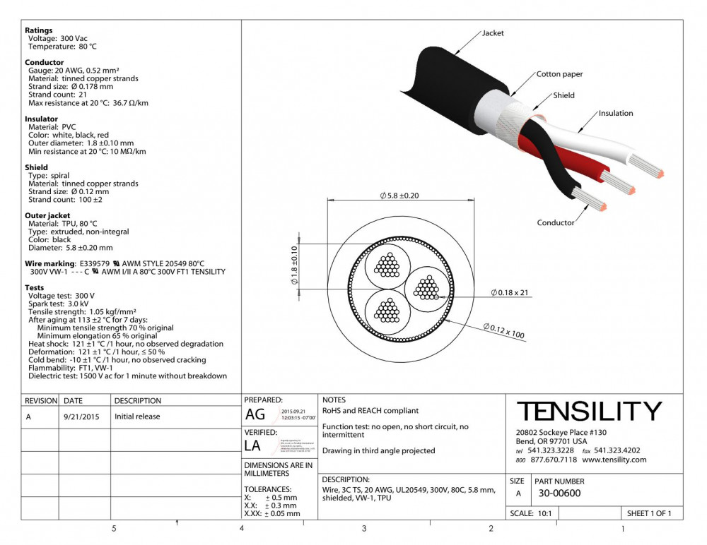 Tensility International 30-00600 cable drawing