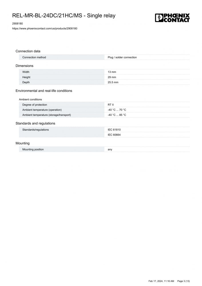 Phoenix Contact 2908180 technical document page 3