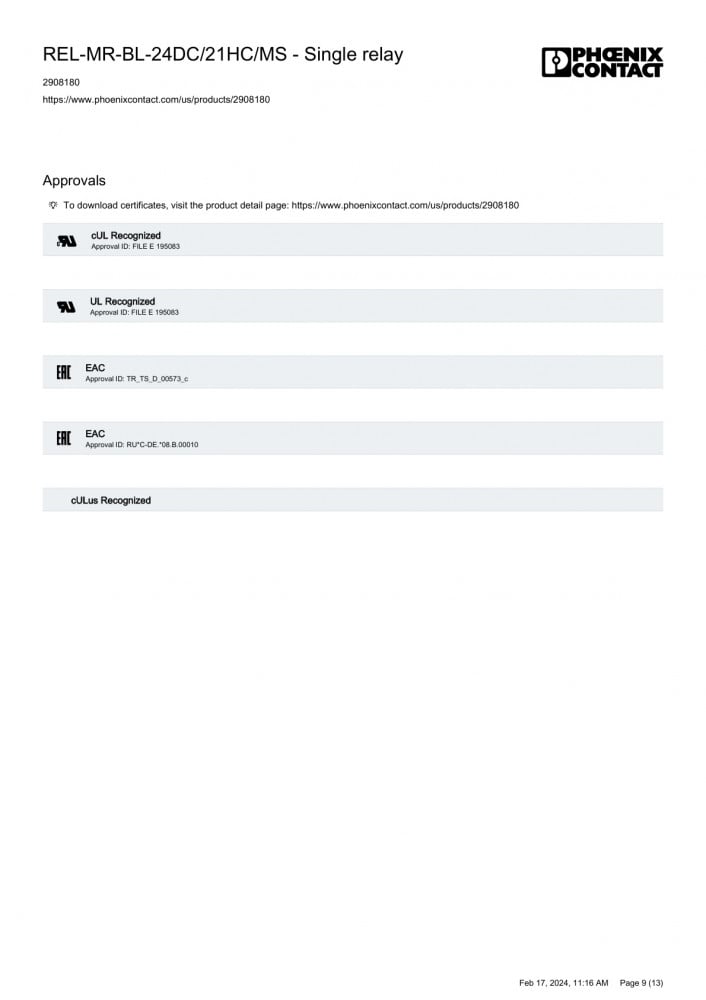 Phoenix Contact 2908180 technical document page 9