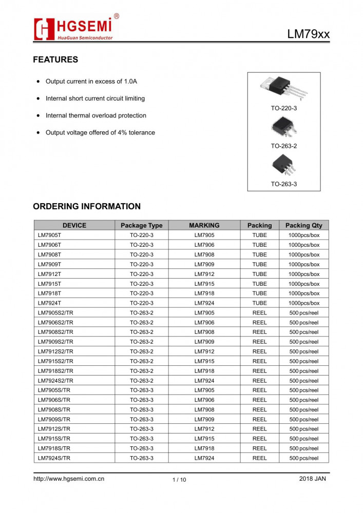 HGSEMI LM7915 datasheet page 1