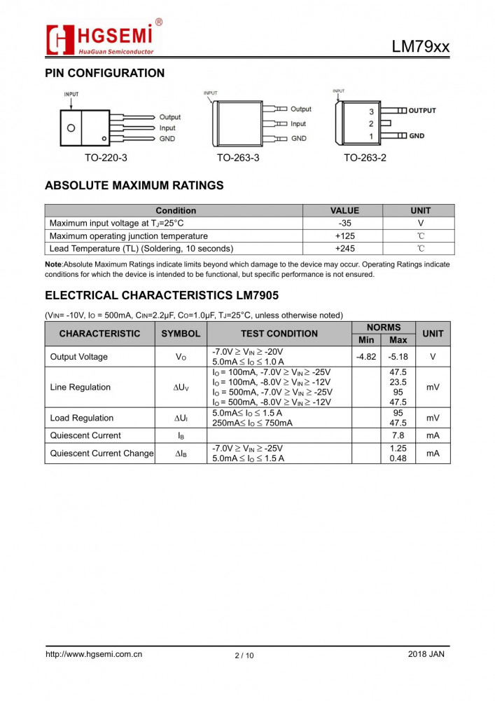 HGSEMI LM7915 datasheet page 2