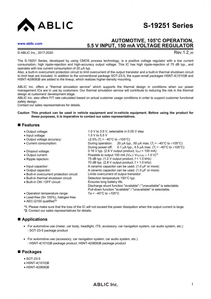 S-19251 datasheet page 1