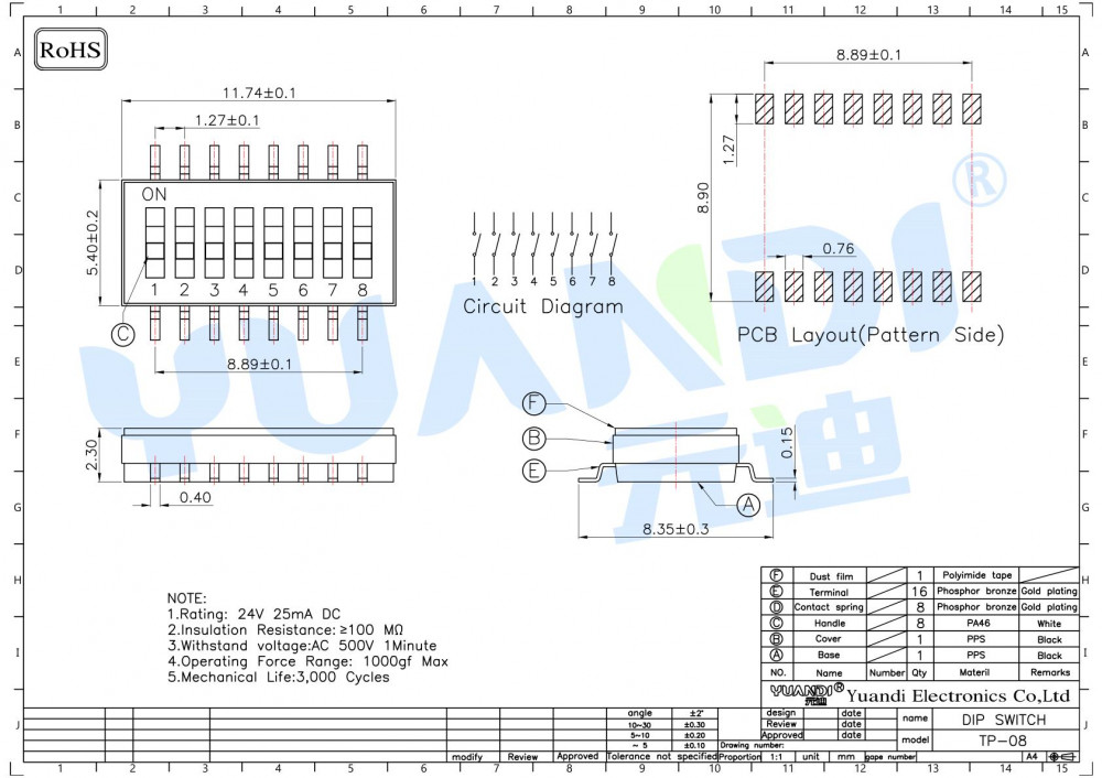 Yuandi TP-08 technical document page