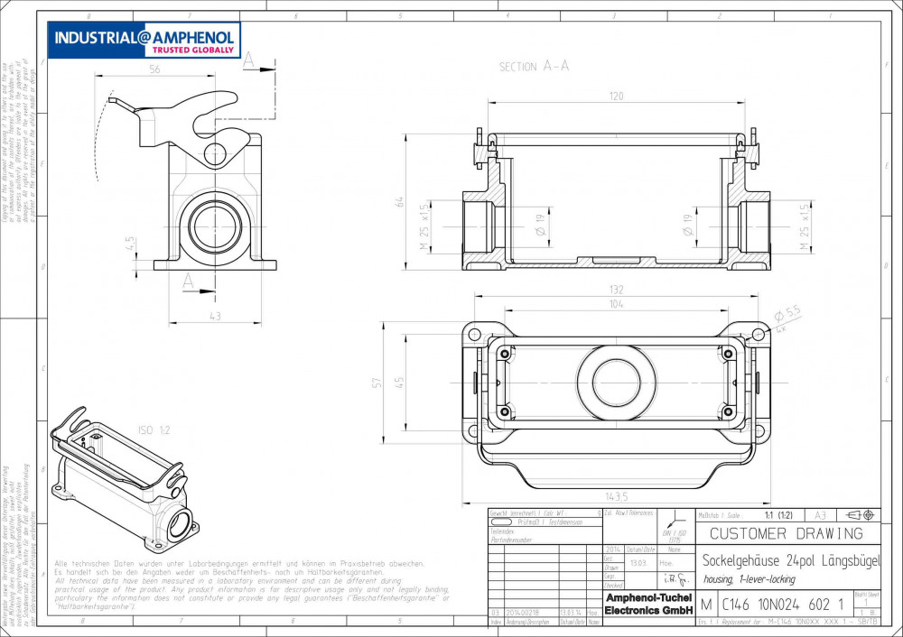 Amphenol C14610N0246021 customer drawing