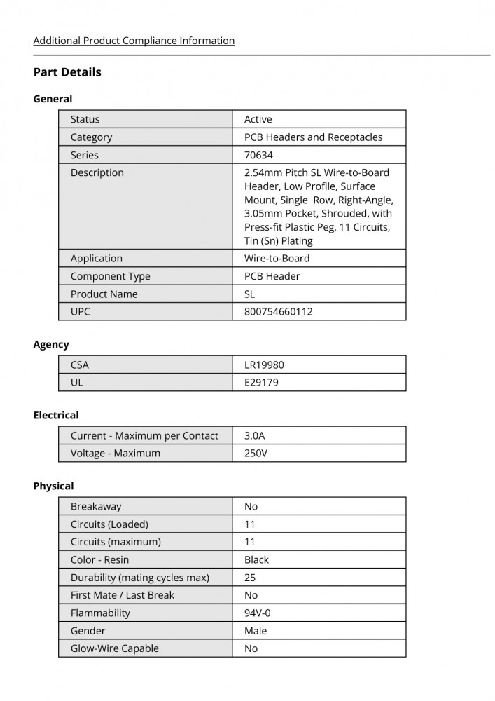 MOLEX SL product specification page 2