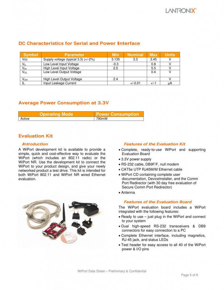 WiPort NR datasheet page 5