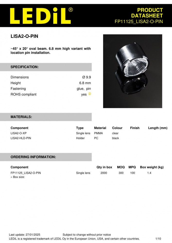 FP11125 LISA2-O-PIN technical document page 1