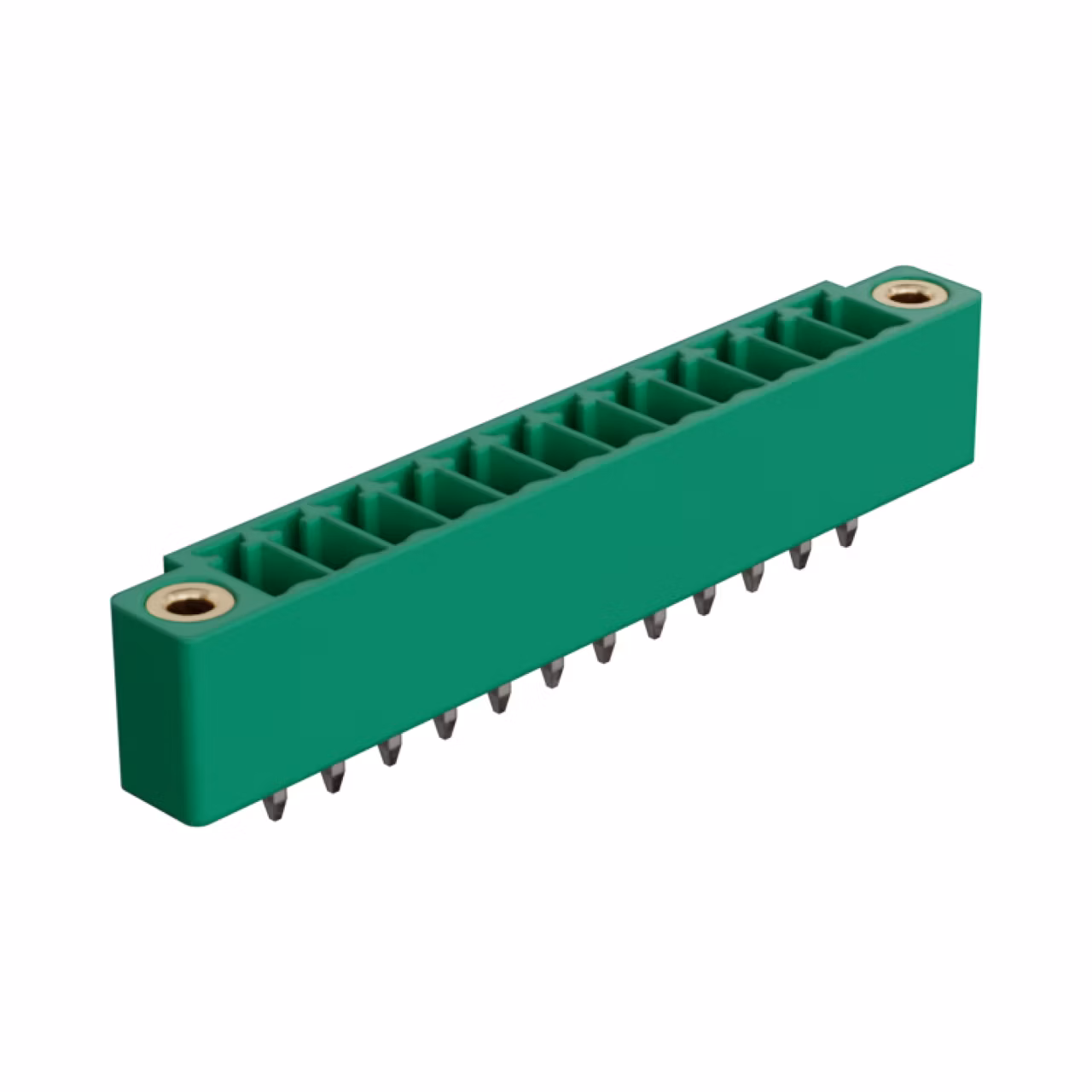 3.50mm Pitch Eurostyle Vertical PCB Header, with Threaded Retention Inserts, Green Housing, 12 Circuits for sale